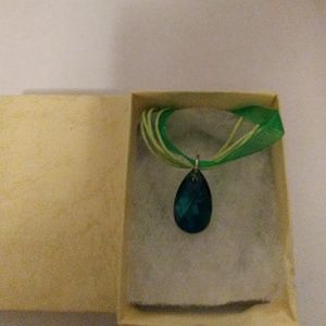 Jewelry | Hunter Green Crystal Teardrop Necklace | Poshmark